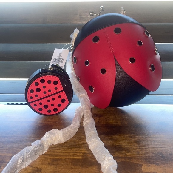 kate spade | Bags | Kate Spade Red Black Lady Bug Crossbody Coin Purse ...